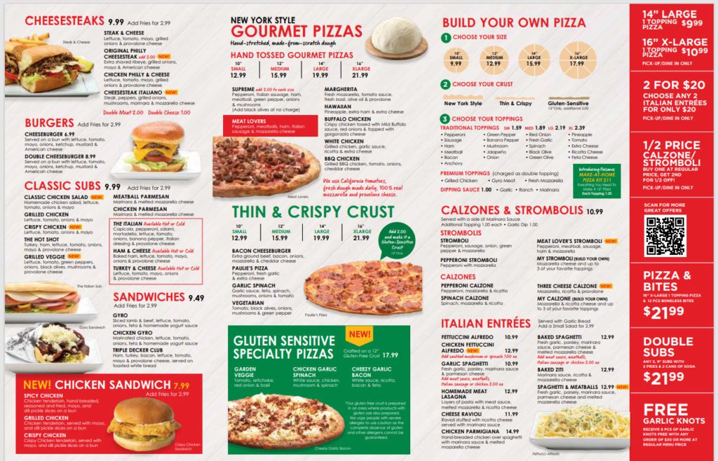Menu - Welcome Paisano's Pizza Restaurant